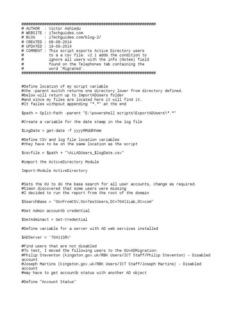 Export AD Users To CSV v1 0 PDF Directory Computing Computer File