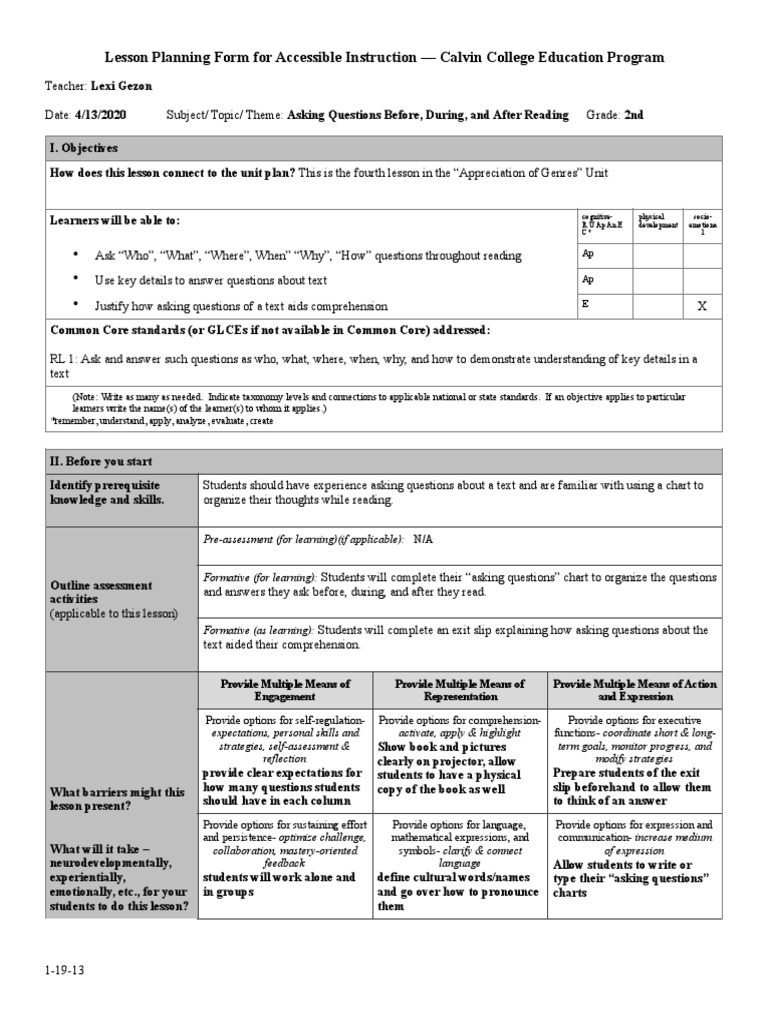 302 Lesson 4 | PDF | Reading Comprehension | Question