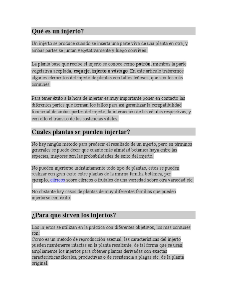 Qué Es Un Injerto? | PDF | Injerto | Tallo de la planta