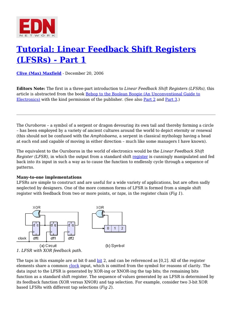 Tutorial Linear Feedback Shift Registers | PDF | Digital Electronics | Areas Of Computer Science