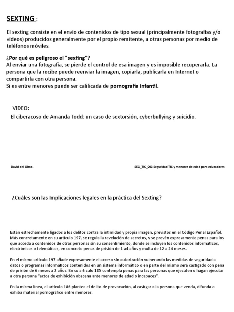 Presentación Sexting | PDF | Acoso cibernético | Tecnología de información y comunicaciones