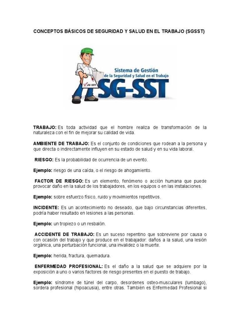Conceptos SG-SST | PDF | Seguridad y salud ocupacional | Epidemiología