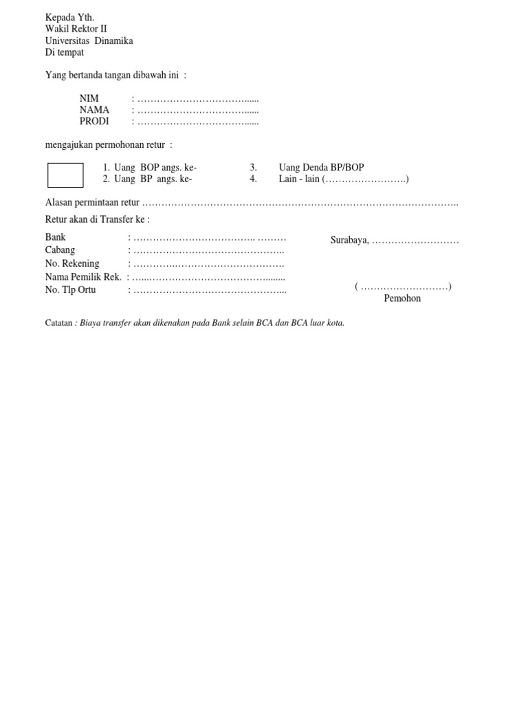 Form Retur Bop | PDF