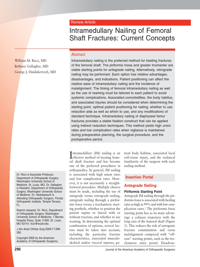 Intramedullary Nailing of Femoral Shaft Fractures .4 | PDF | Knee ...