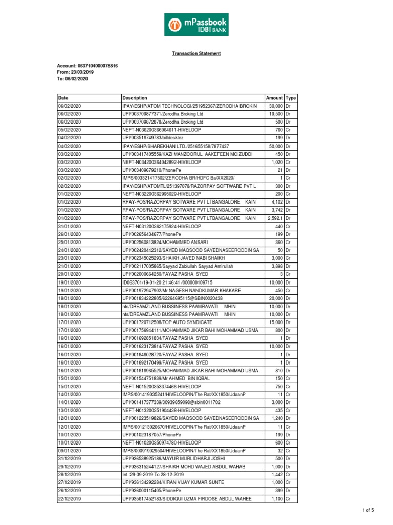 030 Idbi Statement PDF | PDF | Business
