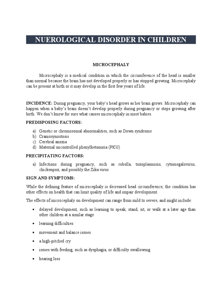 Nuerological Disorder in Children: Microcephaly | PDF | Neurology ...