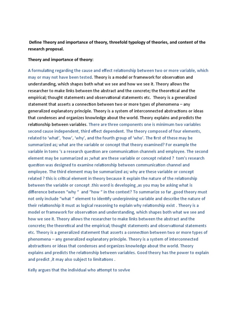 Define Theory and Importance of Theory | PDF | Theory | Concept