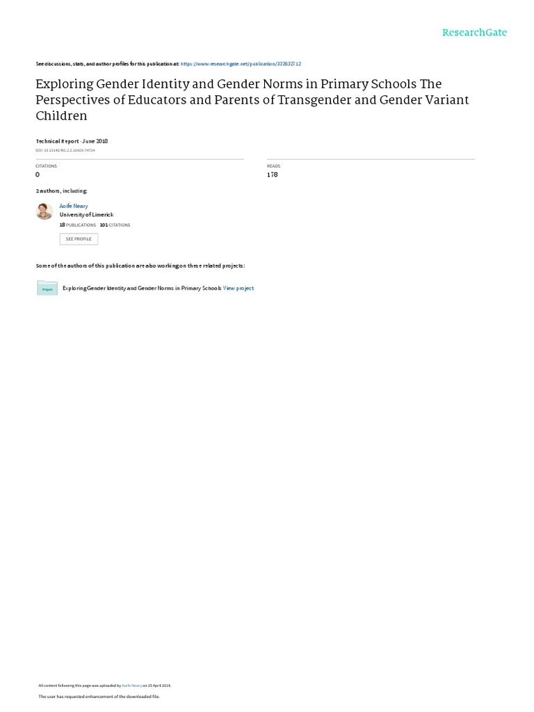 Exploring Gender Identity and Gender Norms in Primary Schools The ...