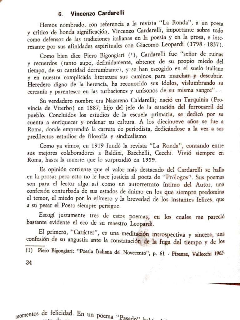 Vincenzo Cardarelli: Poeta y Crítico | PDF | Teorías filosóficas ...