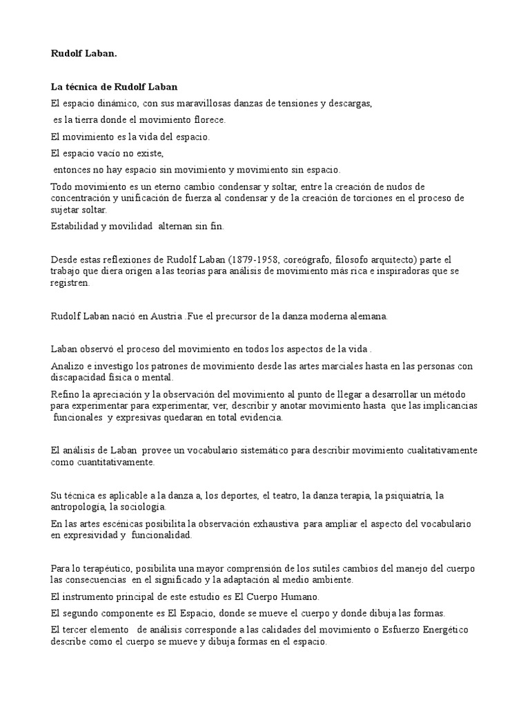 Rudolf Laban | PDF | Espacio | Bailes