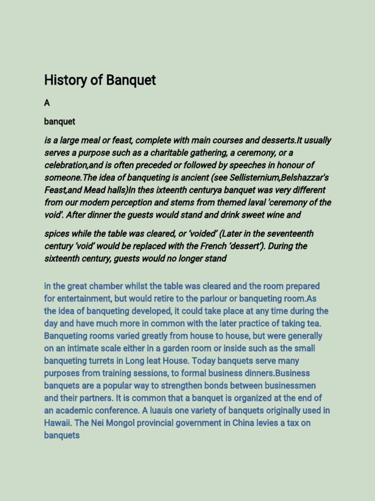 History of Banquets | PDF