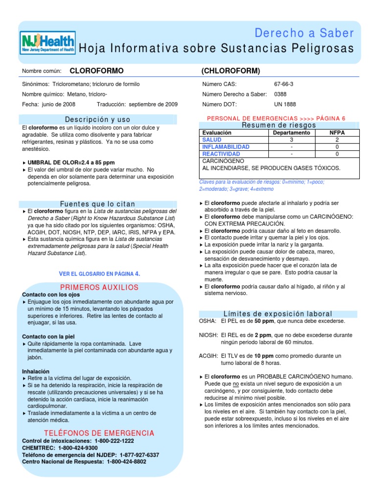 Toxicologia Del Cloroformo-6 PDF | PDF | Cloroformo | Administración de Seguridad y Salud ...