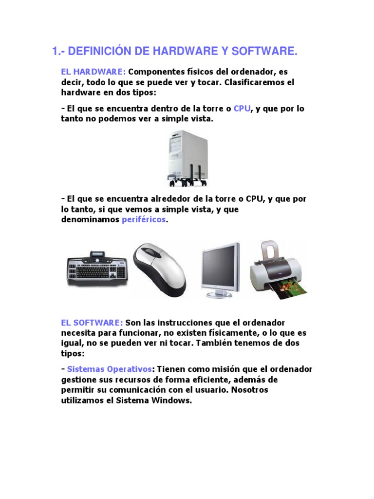 Hardware y Software | PDF | Periférico | Hardware de la computadora