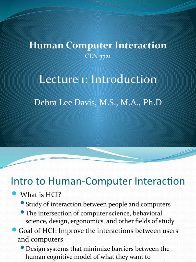 Human Computer Interaction: Lecture 1: Introduction | PDF | Human ...