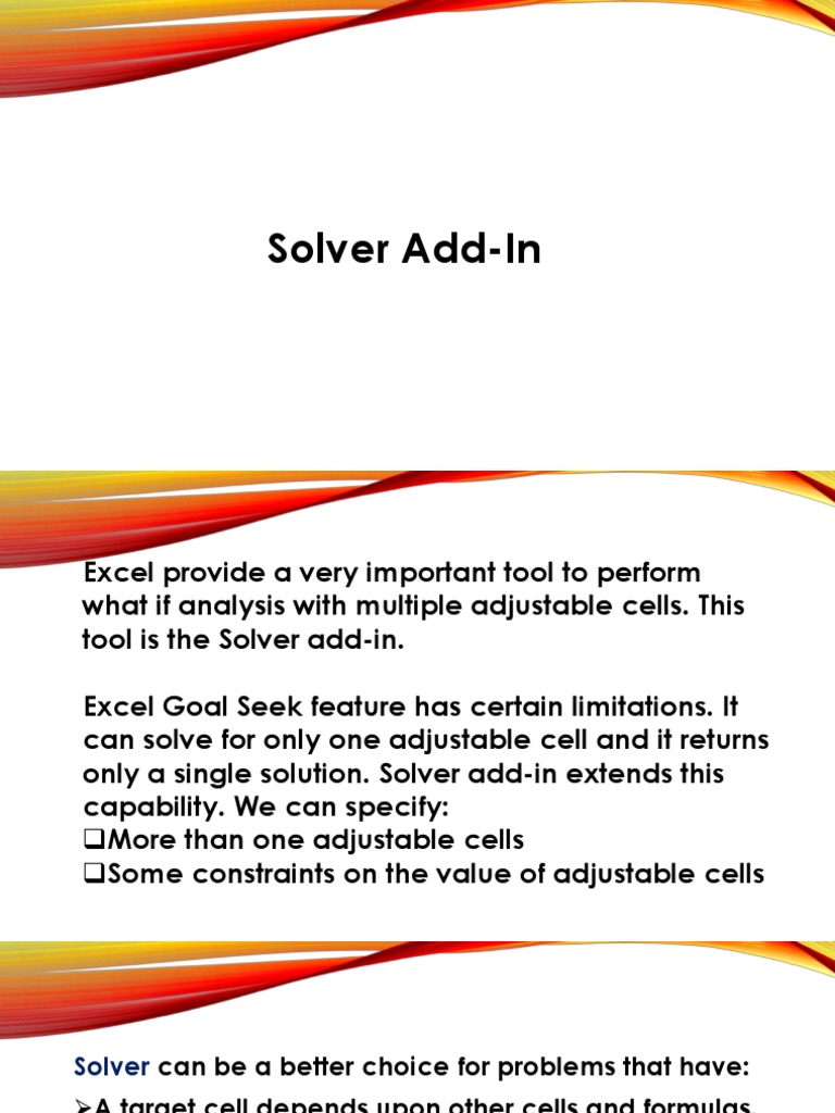 Solver Add-In | PDF | Microsoft Excel | Market (Economics)