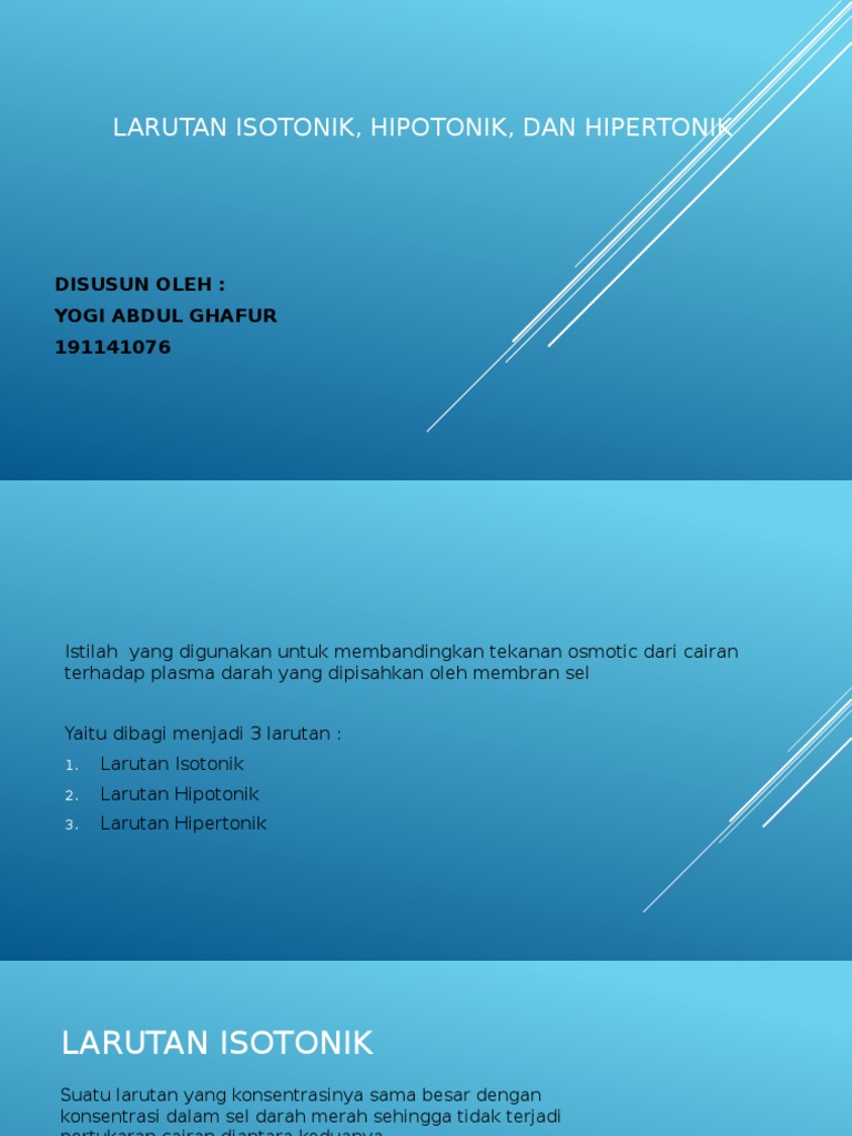 Larutan Isotonik, Hipotonik, Dan Hipertonik | PDF | Kesehatan Holistik ...