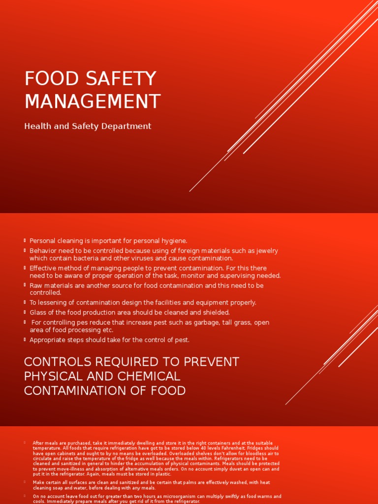 Food Safety Management: Health and Safety Department | PDF | Foodborne ...