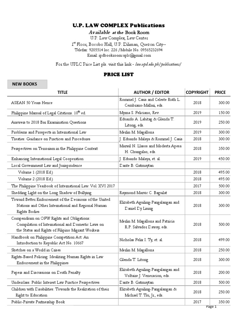 U.P. LAW COMPLEX Publications: Available | PDF | Justice | Crime & Violence
