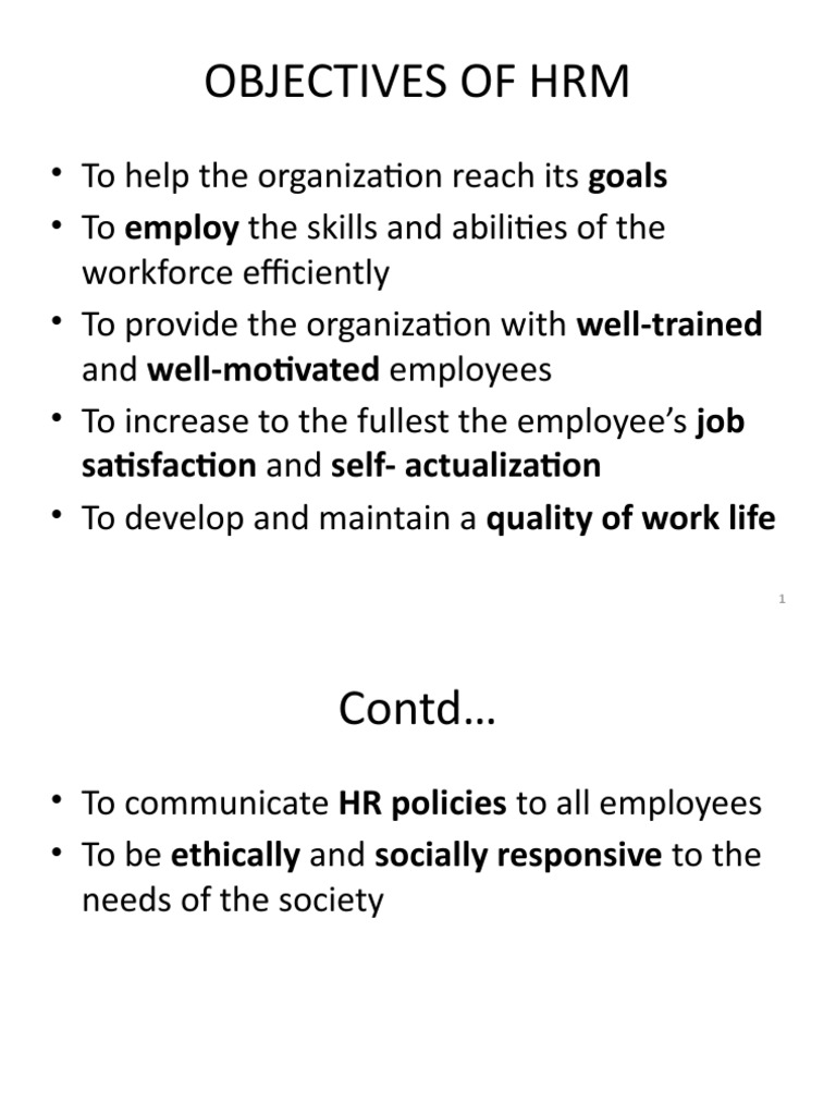 Key Objectives and Importance of HRM | PDF | Human Resource Management ...