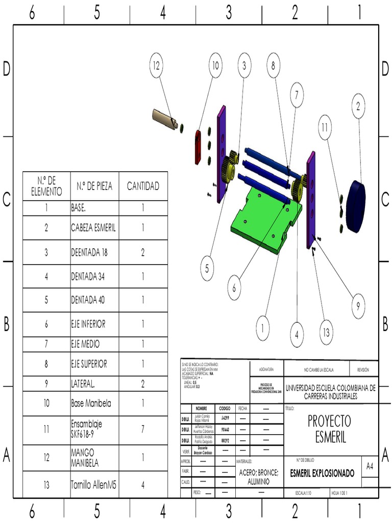 Diagrama Eléctrico de Esmeril Explosionado | PDF | Ingeniería mecánica ...
