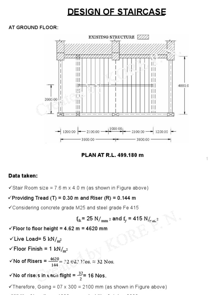 Design of Staircase: at Ground Floor | PDF | Stairs | Architectural Design