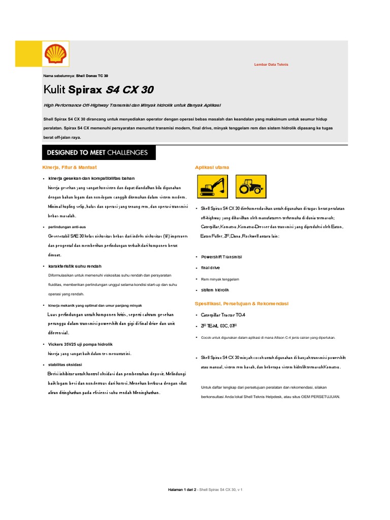Lembar Data Shell Spirax S4 CX 30 | PDF
