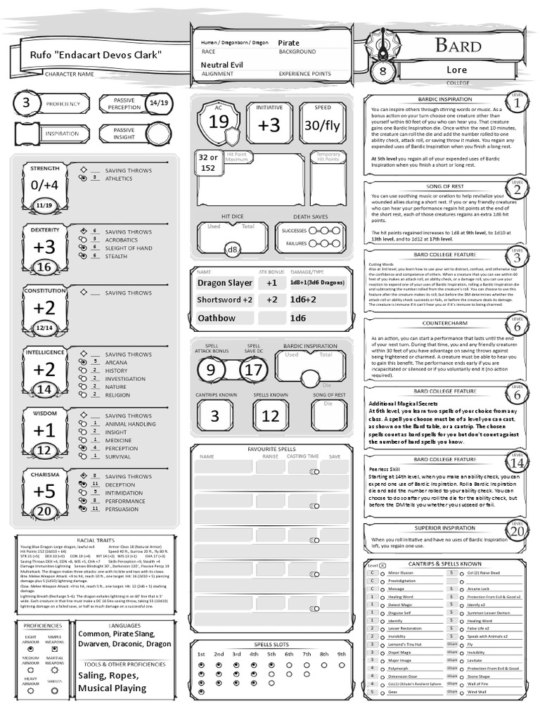 Rufo "Endacart Devos Clark" Lore: +1 +2 1d6+2 Oathbow 1d6 | PDF ...