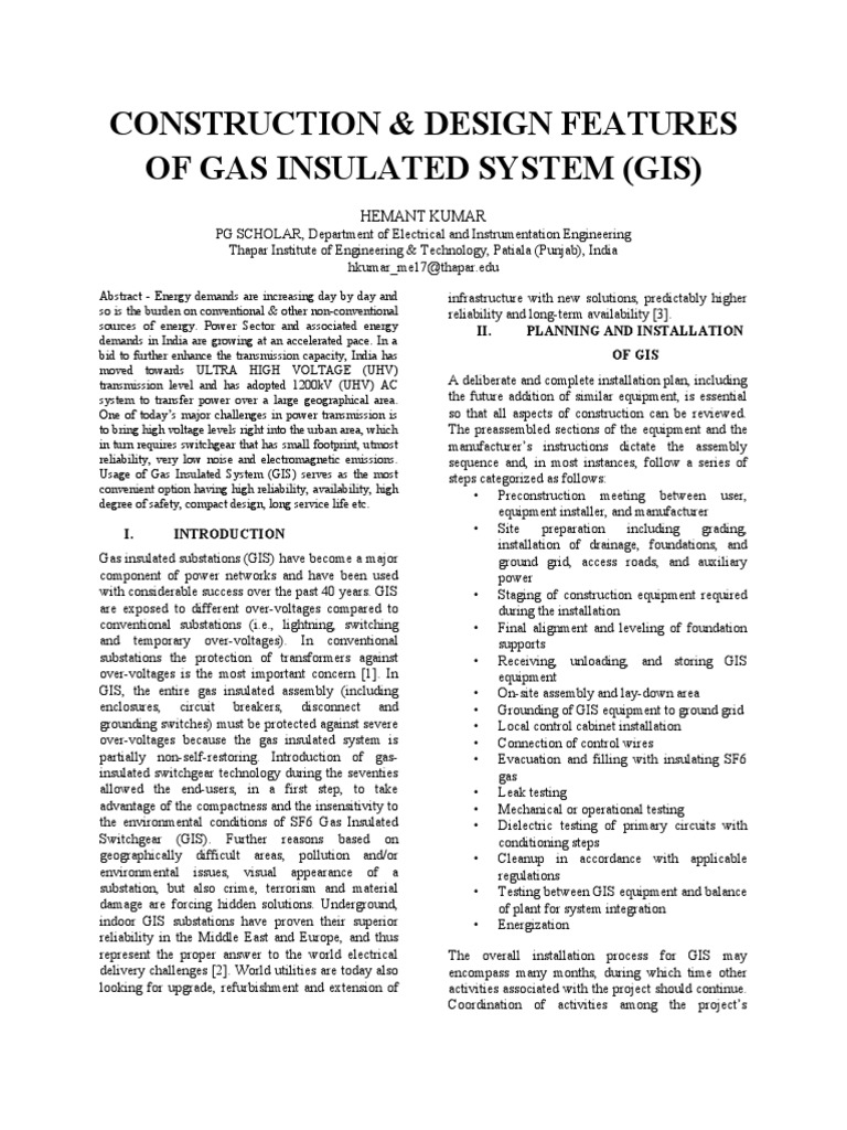 Construction & Design Features of Gas Insulated System (Gis) | PDF ...