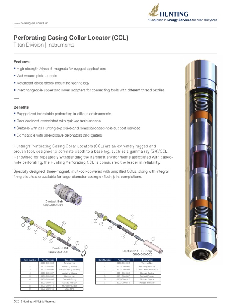 Perforating Casing Collar Locator (CCL) : Titan Division - Instruments ...