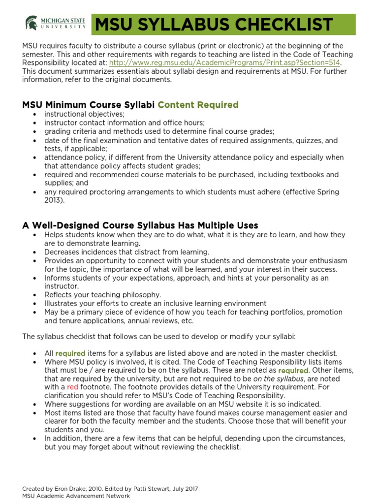 Final Accessible Syllabus Checklist PDF | PDF | Syllabus | Test ...