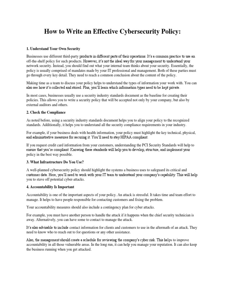 Crafting an Effective Cybersecurity Policy | PDF | Computer Security ...