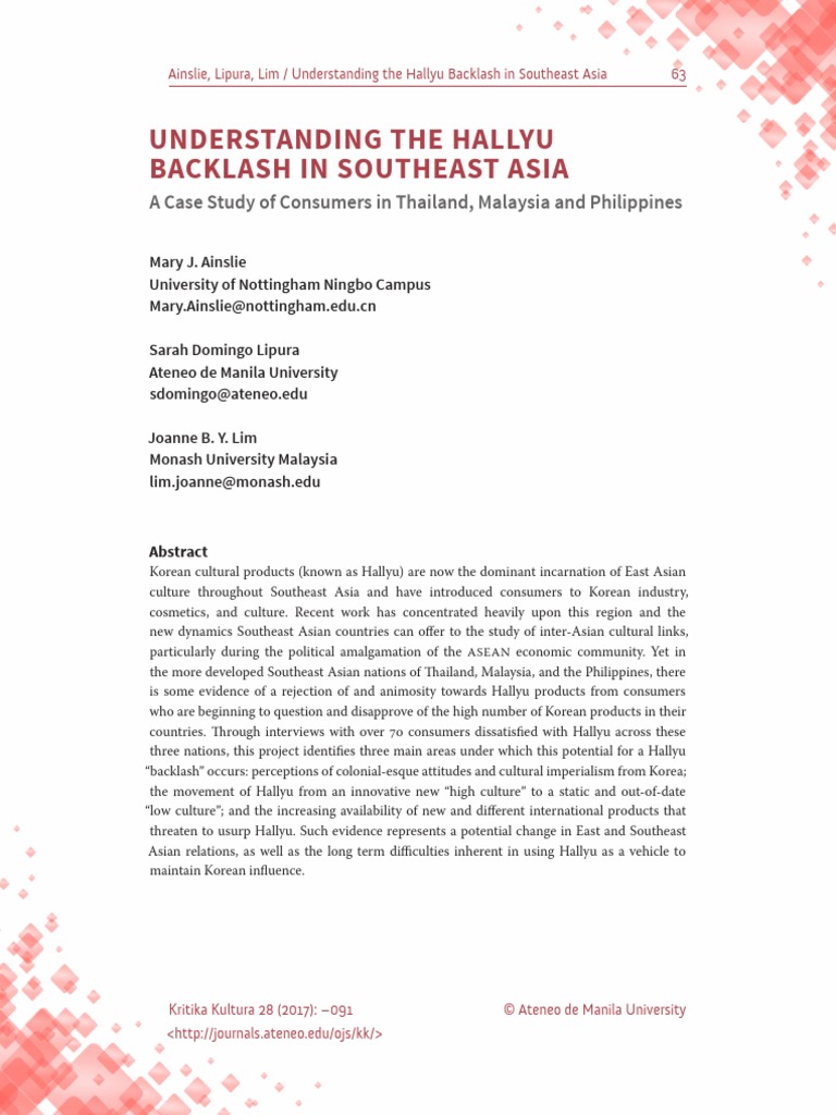 Understanding The Hallyu Backlash in Southeast Asia: A Case Study of ...