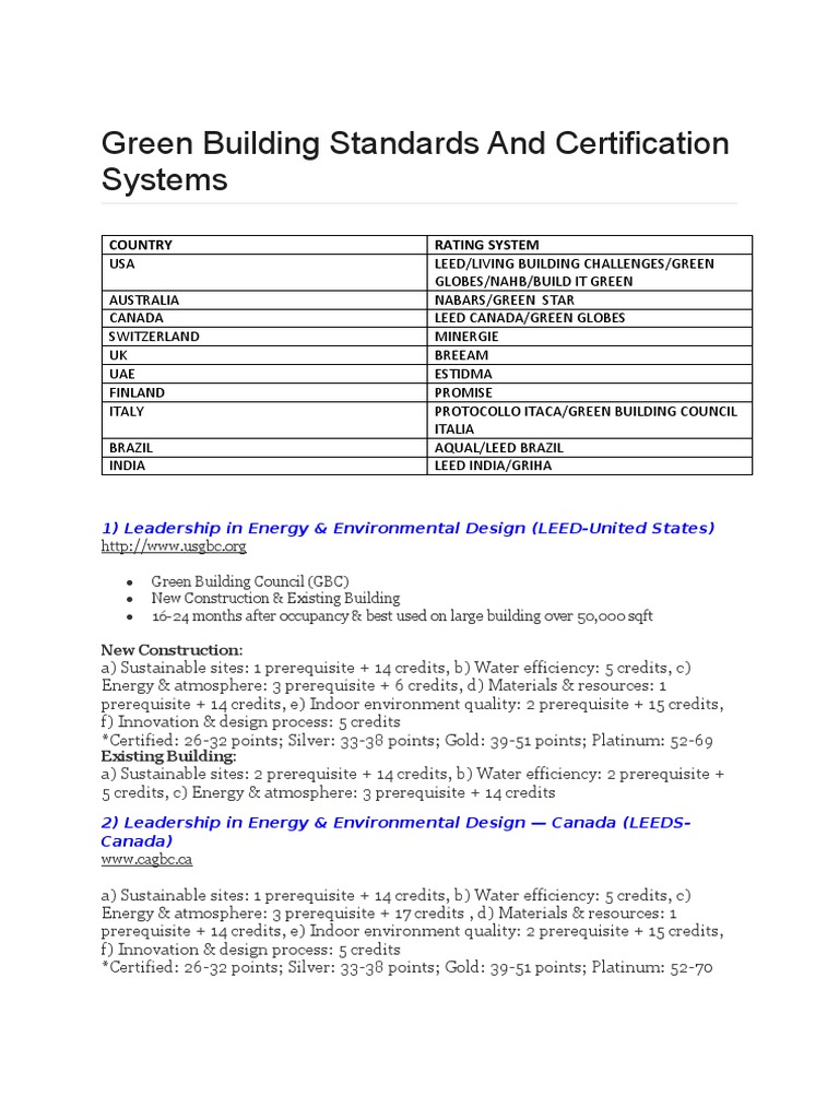 Global Green Building Certification Systems | PDF | Green Building ...