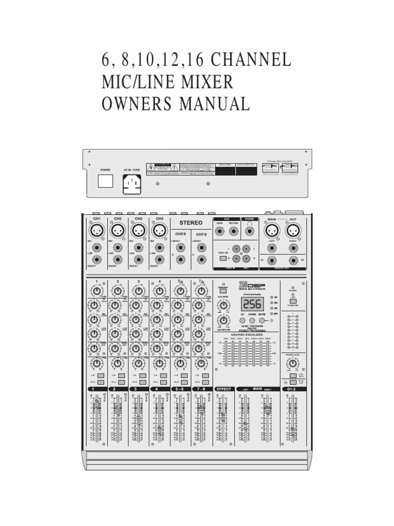 6, 8,10,12,16 CHANNEL Mic/Line Mixer Owners Manual: Caution: Attention | Download Free PDF ...