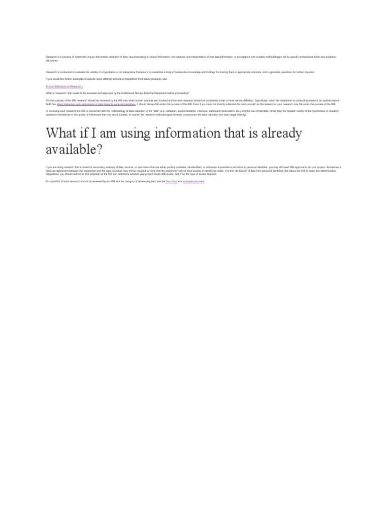 Research Is A Process of Systematic Inquiry That Entails Collection of ...