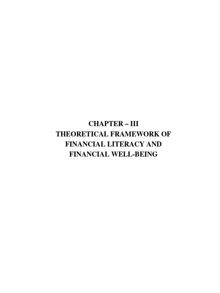 Chapter - Iii Theoretical Framework of Financial Literacy and Financial ...