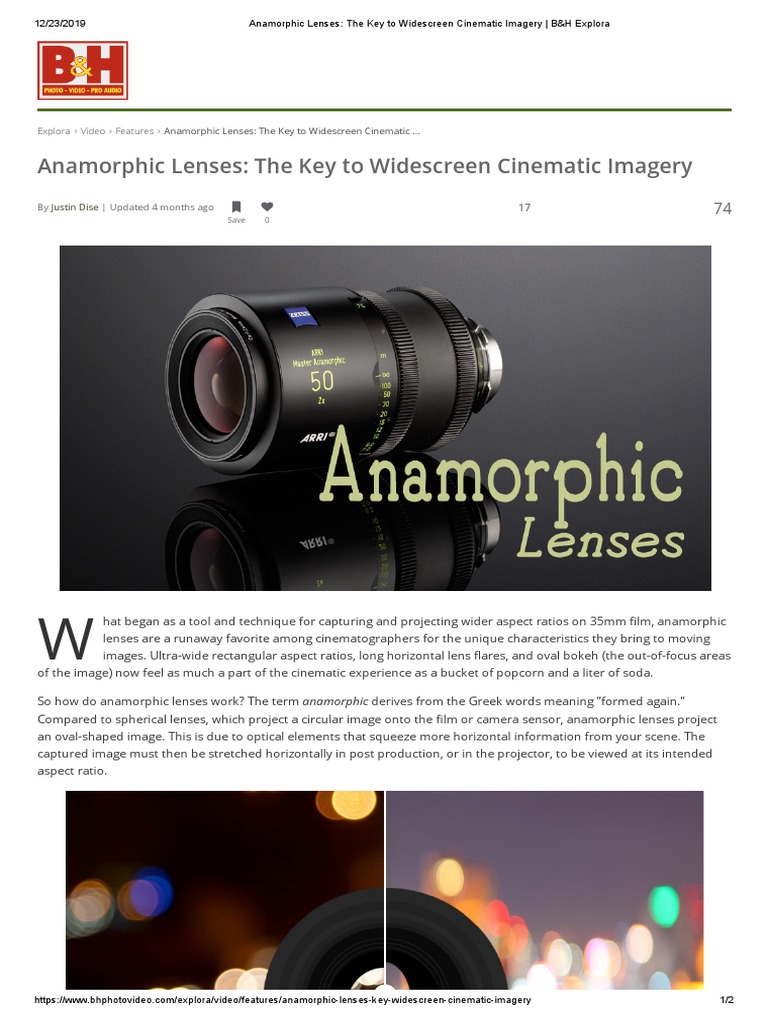 Widescreen Cinema with Anamorphic Lenses | PDF | Film And Video ...