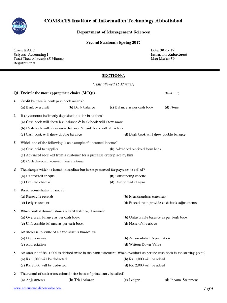 Sessional 2 Paper Sample 3 | PDF | Bookkeeping | Debits And Credits