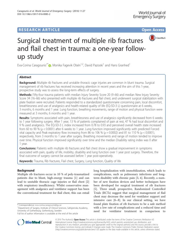 Surgical Treatment of Multiple Rib Fractures and Flail Chest in Trauma ...