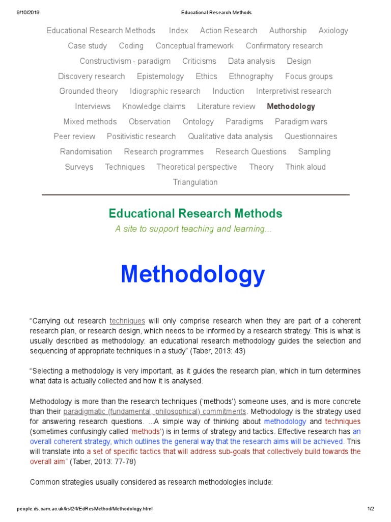 Methodology: Educational Research Methods | Download Free PDF | Case ...