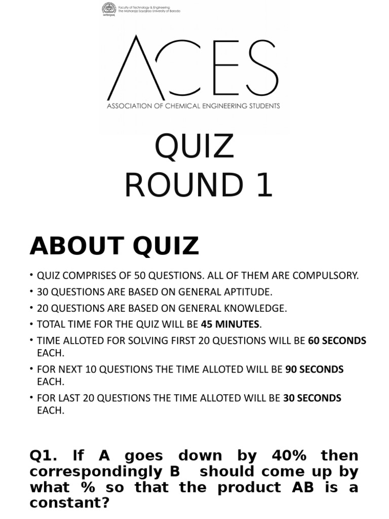 ACES QUIZ (Round 1) AA | PDF | Sports | Business