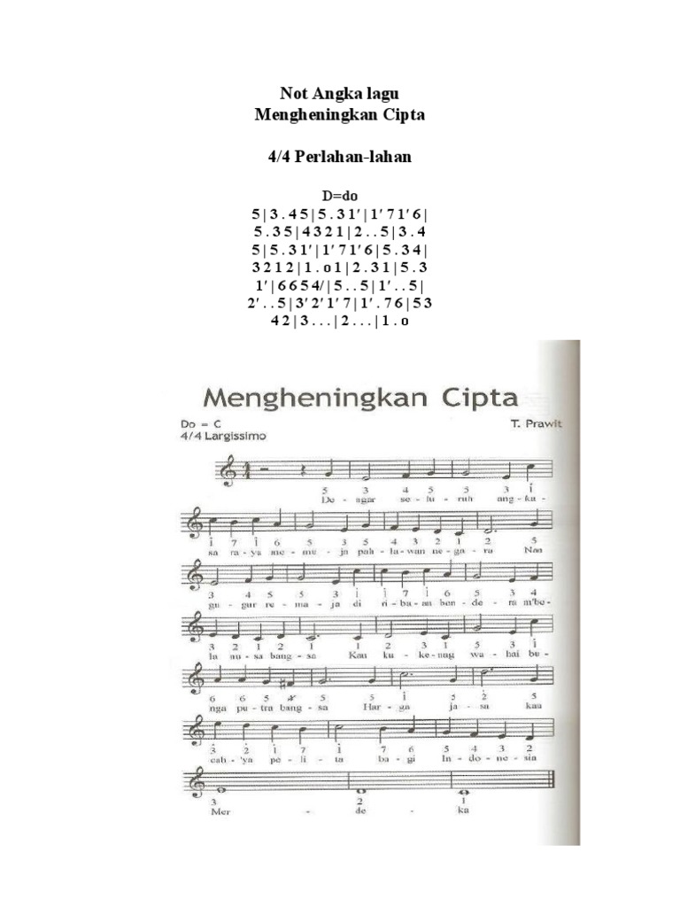 Not Angka Lagu Mengheningkan Cipta | PDF | Karier & Perkembangan