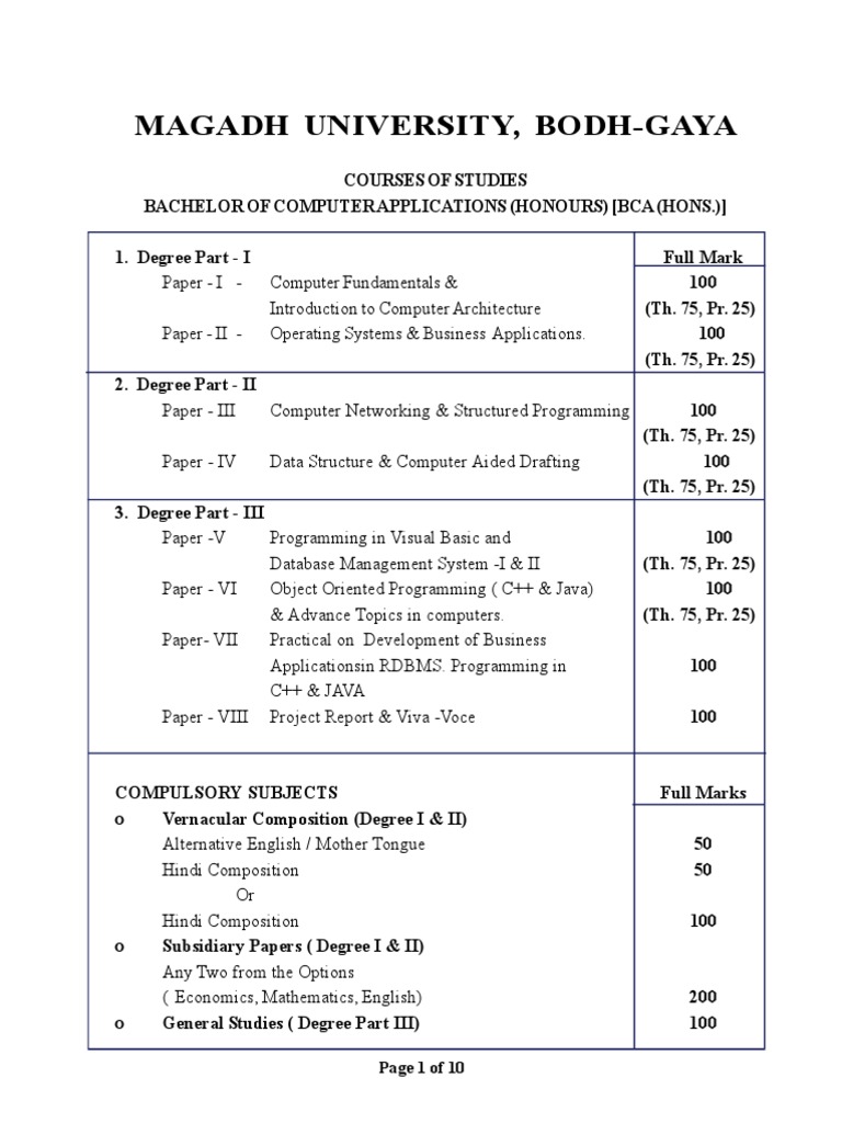 BCA Syllabus | PDF | Databases | Class (Computer Programming)