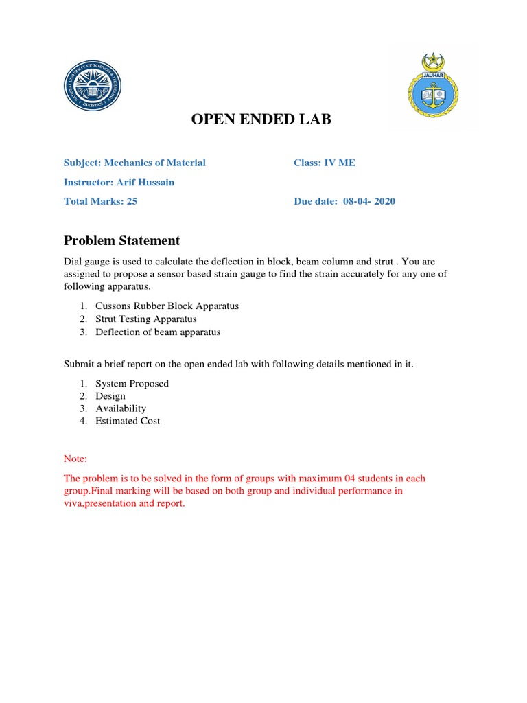 Open-Ended Lab Project | PDF