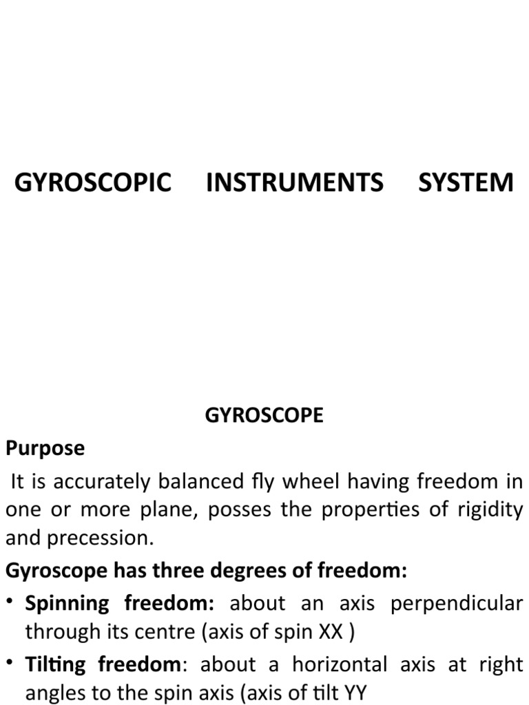 Gyroscopic Instruments System | PDF | Gyroscope | Rotation Around A ...