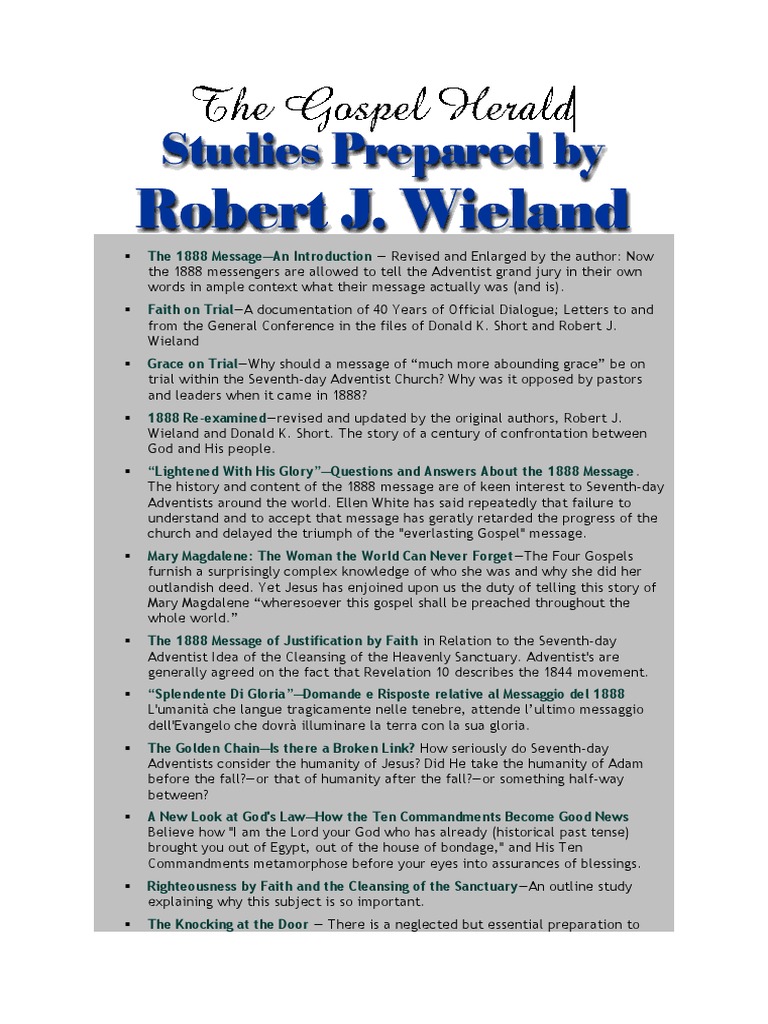 The 1888 Message | PDF | Theology | Religious Behaviour And Experience