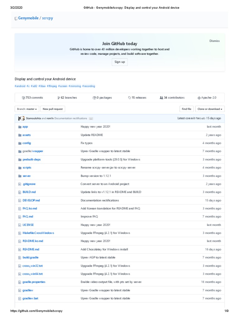 GitHub - Genymobile - Scrcpy - Display and Control Your Android Device | PDF | Android ...