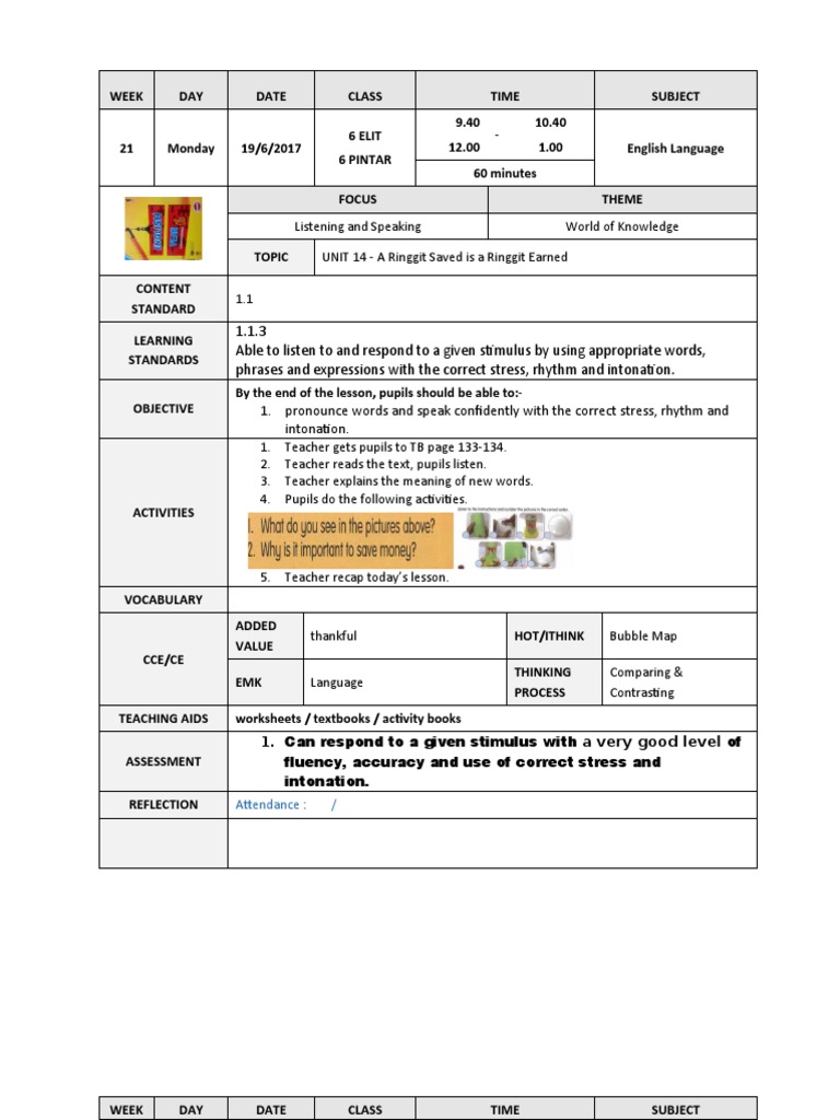 LESSON PLAN YR 6 WEEK 21 at 2019 | Download Free PDF | English Language ...