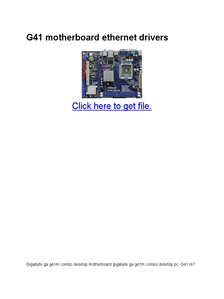 G41 Motherboard Ethernet Driver Guide | PDF | Personal Computing ...