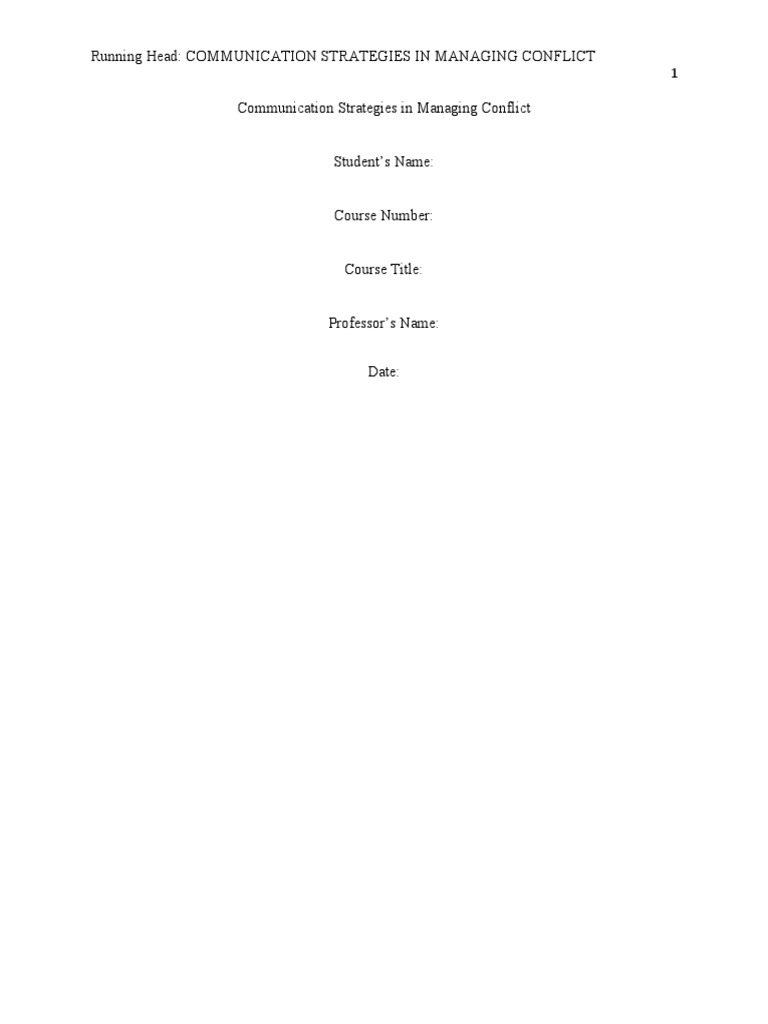 Communication Strategies in Managing Conflict | PDF | Action ...